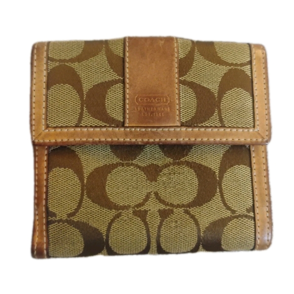 Coach | Bags | Coach Signature Canvas Wallet In Brown And Tan | Poshmark